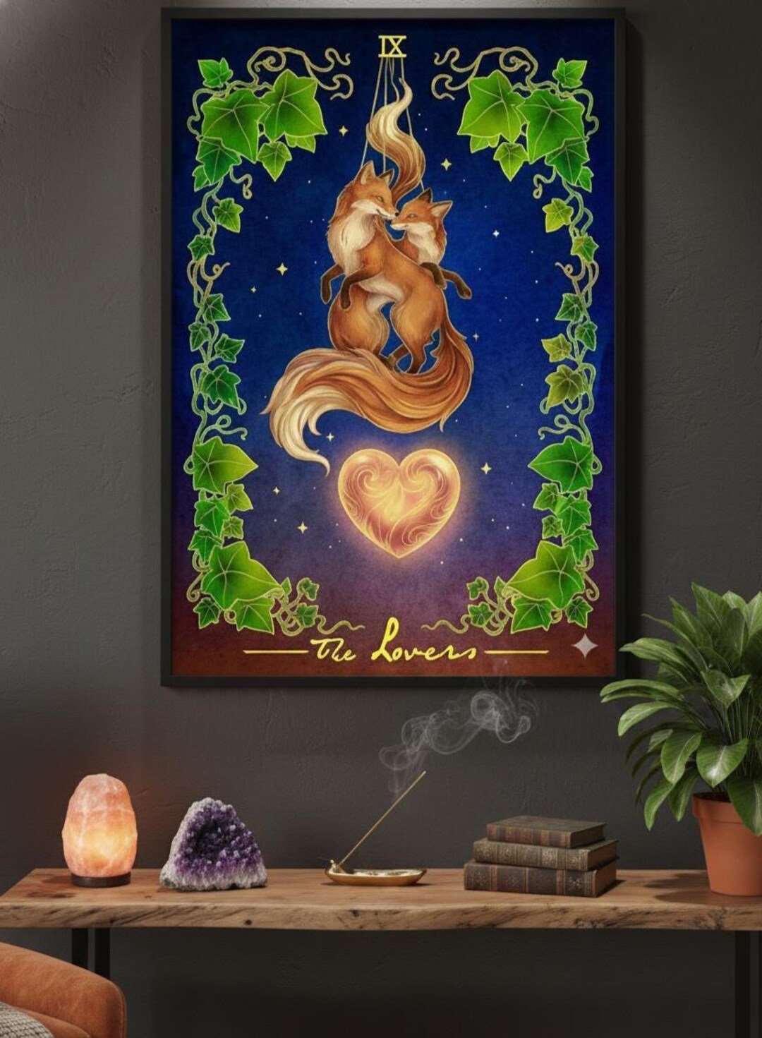 Fox Lovers Art Print | Enchanted Forest Tarot Card Framed Wall Decor - Etsy
