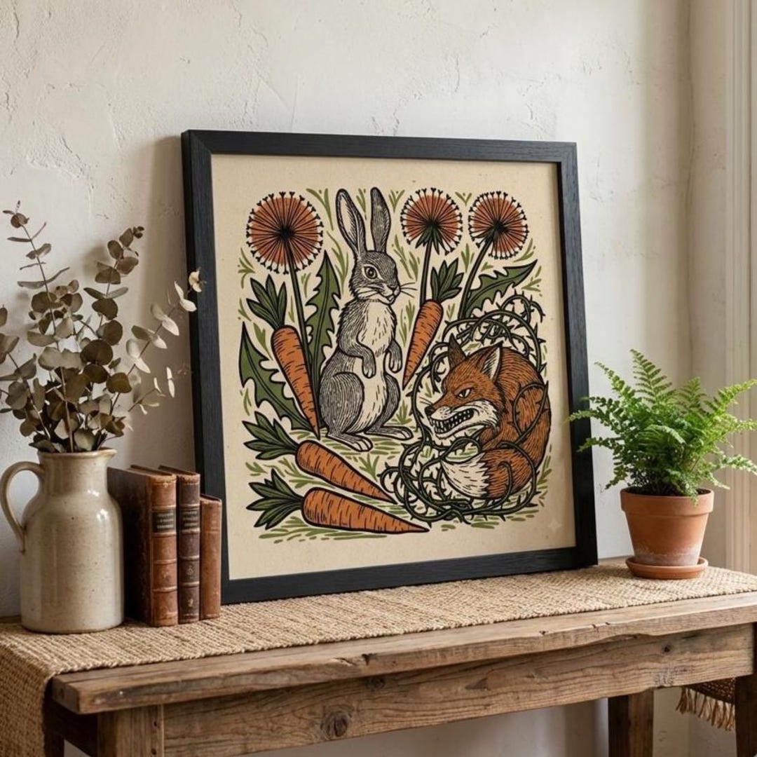 El-ahrairah & the Fox | Watership Down Folk Art Print | Dark ...