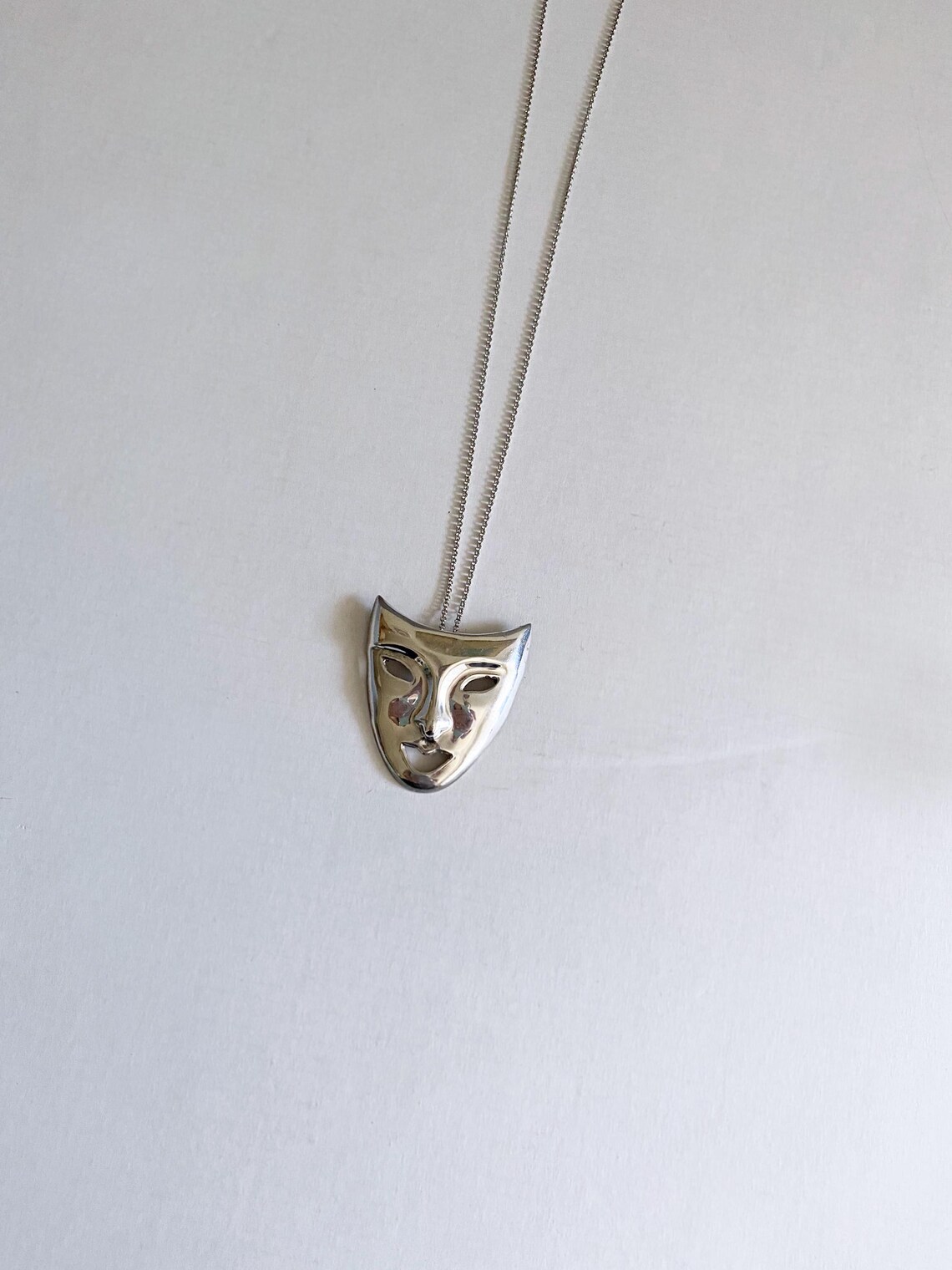 Vintage Sterling Silver Mask Pin Necklace - Etsy