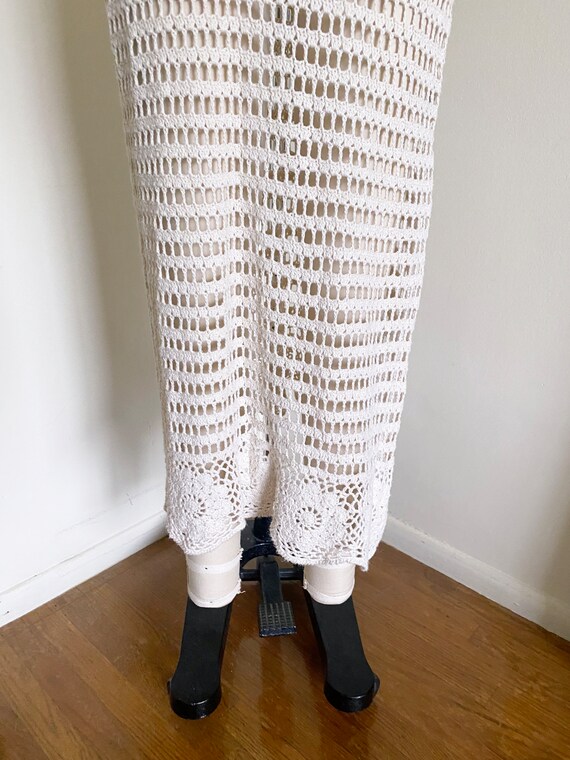Vintage 90's Natural Cotton Sheer Crochet Dress, S M - Gem