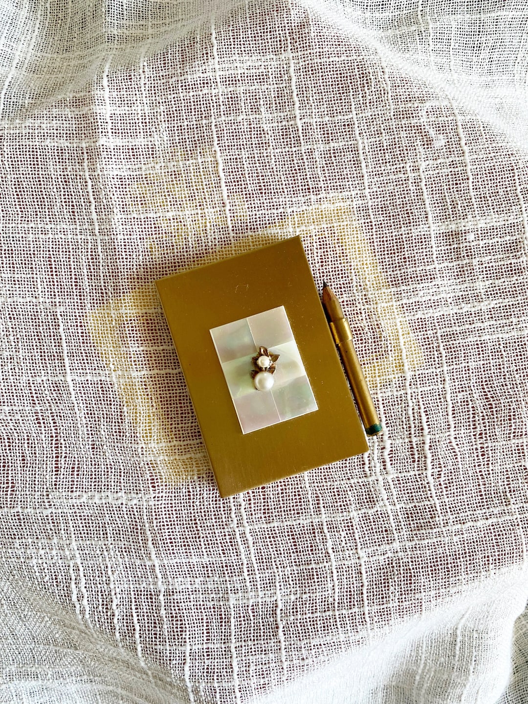 Vintage 60's Mid Century Mini Phone Book, Pocket Size, Brass and Pearls ...