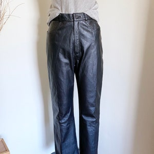 80s Black Leather Pants Women, Vintage Baggy Pants Women 80s Black Leather Pants Women, Vintage Baggy Pants Women