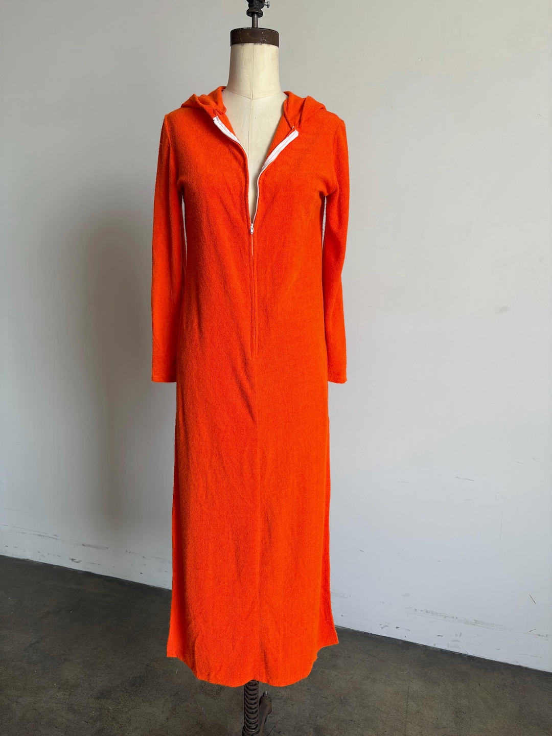 Vintage 70's Orange Terry Cloth Lounge Dress, Bonwit Teller - Etsy