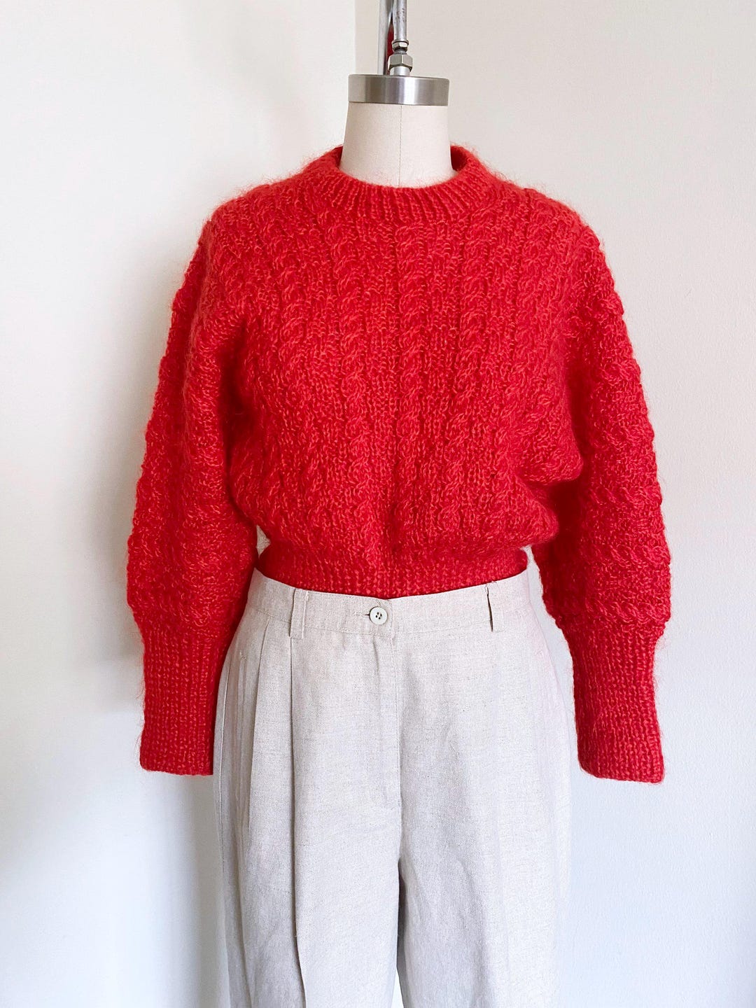 Vintage Red Wool Blend Sweater - Etsy