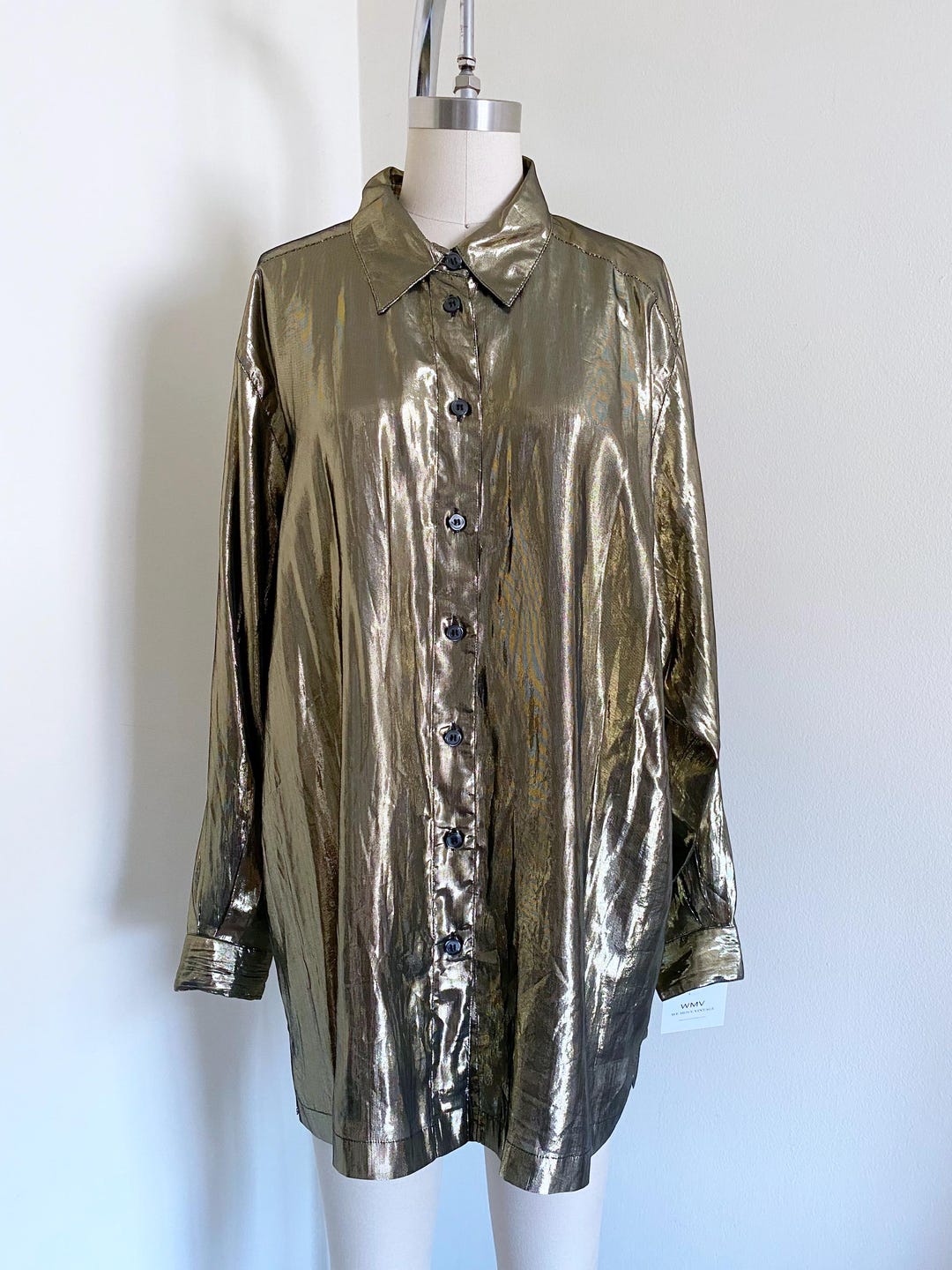 Vintage Gold Metallic Tunic Blouse, Oversized Fit - Etsy