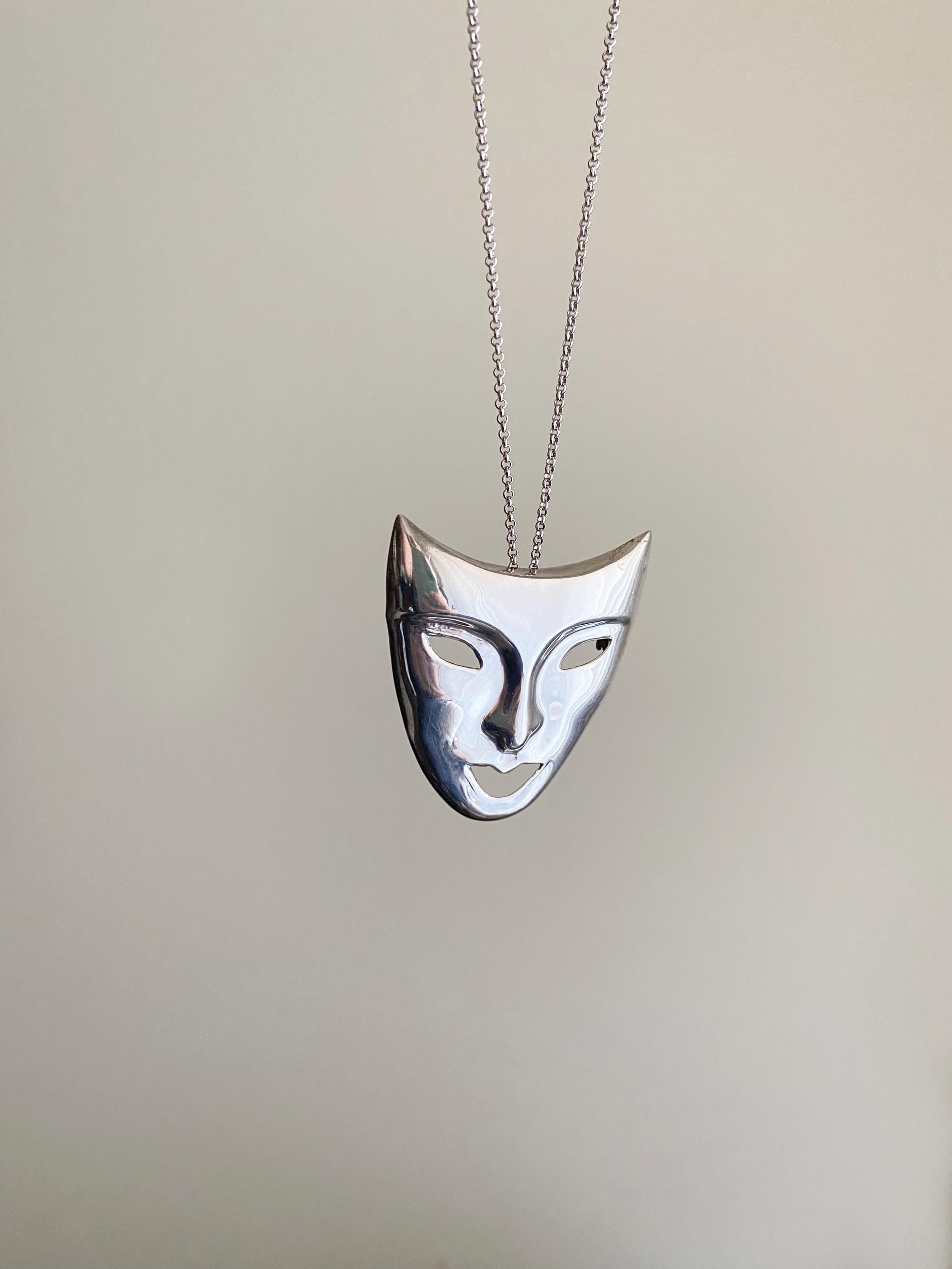Vintage Sterling Silver Mask Pin Necklace - Etsy