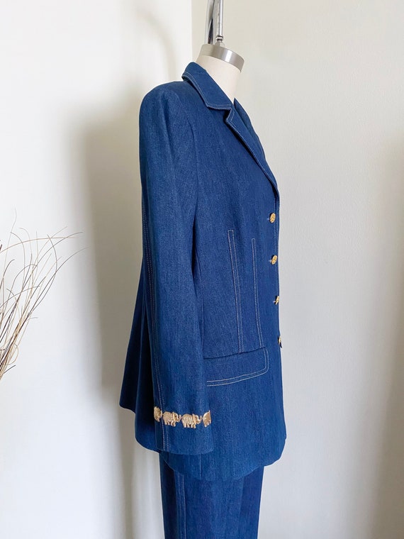 Vintage 90's Denim Escada Blazer with Elephant Trim, L - Gem