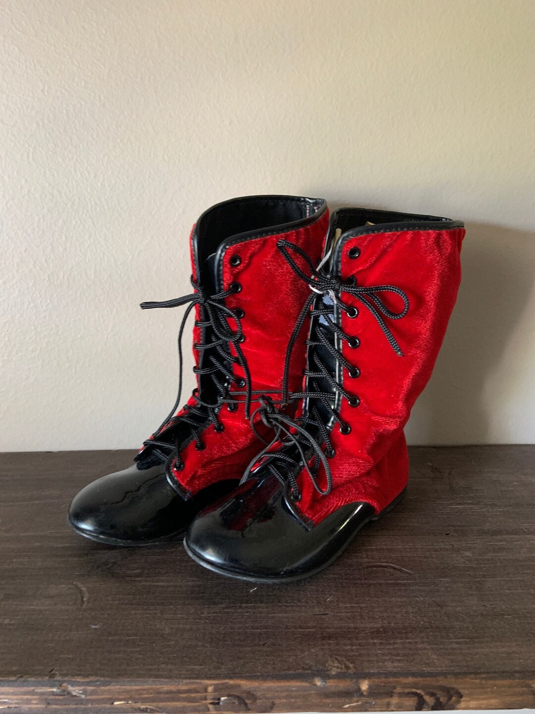 Vintage Children's Red Velvet Boots Equestrian Style Boots - Etsy