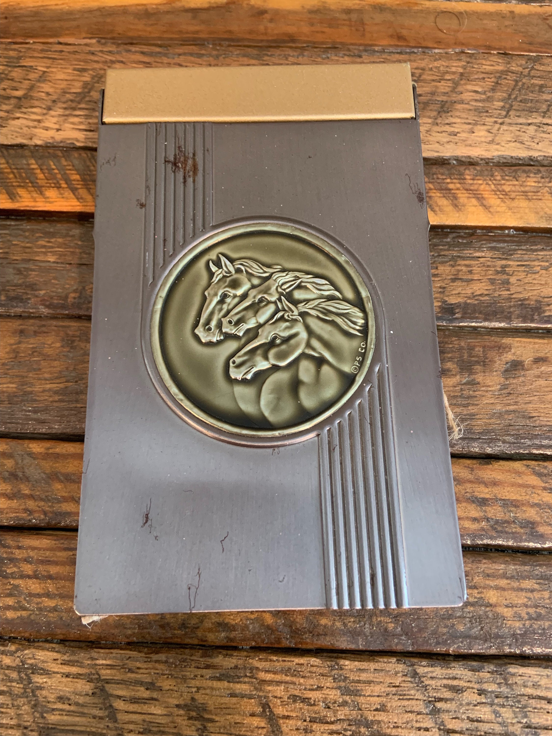 Vintage Horse Metal Desk Note Pad by Park Sherman Embossed Metal Horse ...