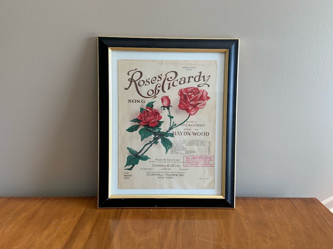 Antique 1916 Roses of Picardy Framed Sheet Music - Etsy