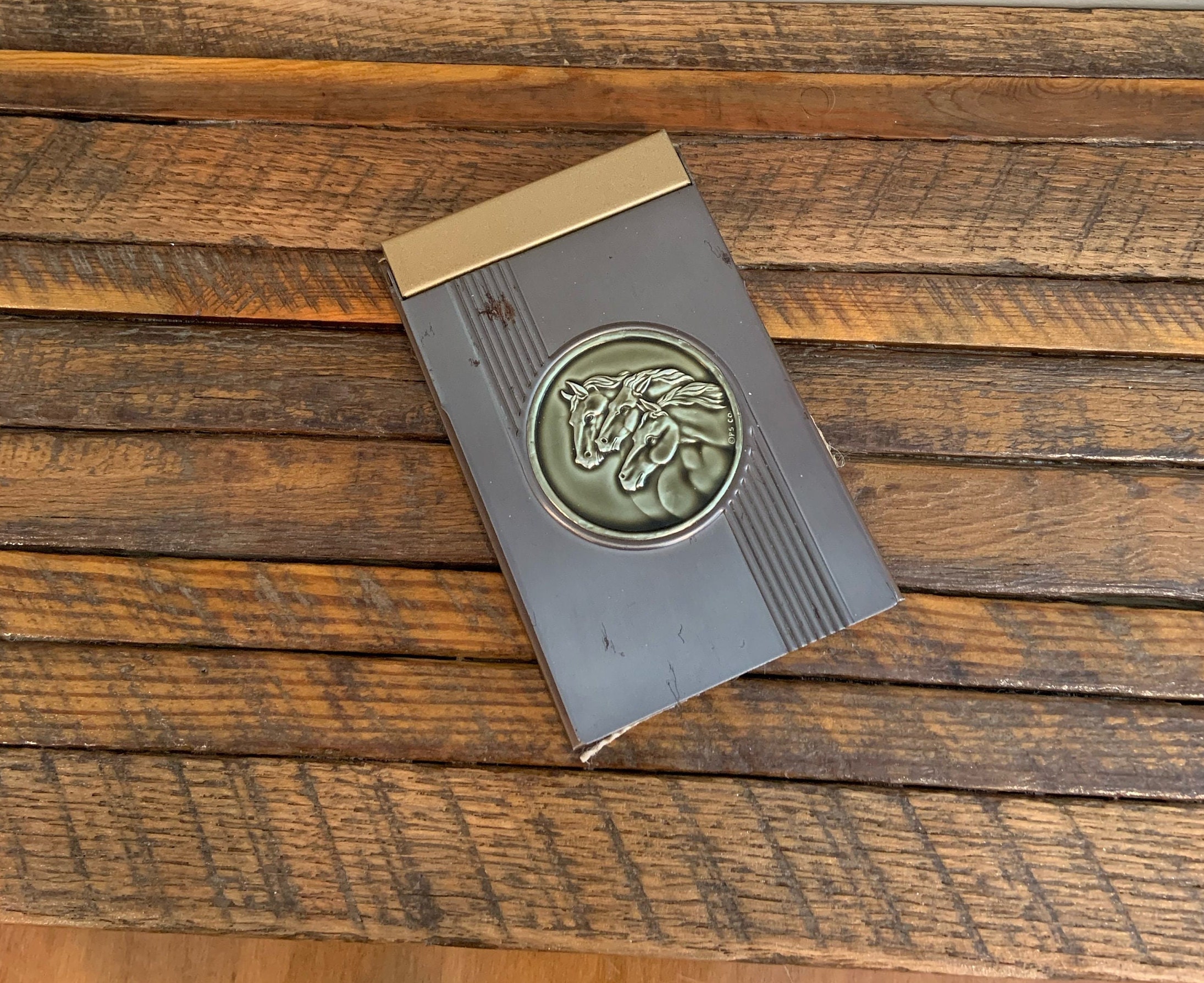 Vintage Horse Metal Desk Note Pad by Park Sherman Embossed Metal Horse ...
