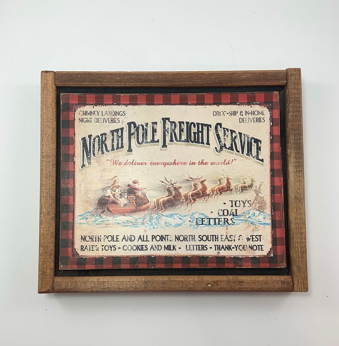 Vintage Christmas North Pole Wood Sign 10x12 - Etsy