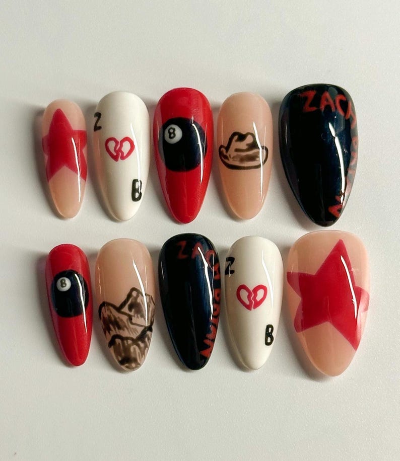 Zach Bryan Inspired Press-on Set | Handmade Gel-x Press-on Nails - Etsy