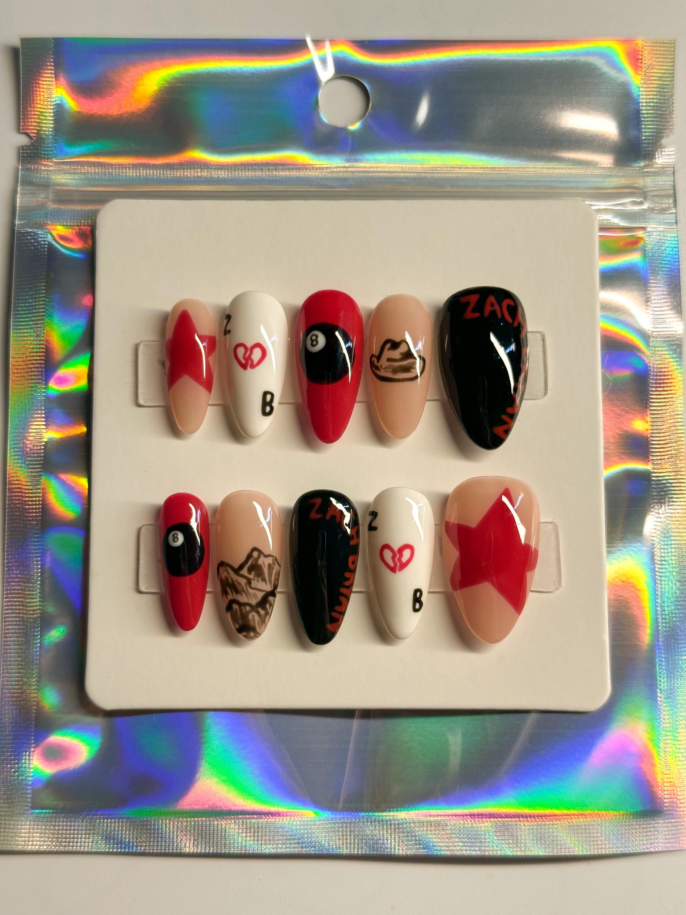 Zach Bryan Inspired Press-on Set | Handmade Gel-x Press-on Nails - Etsy
