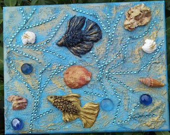 Mixed Media Fish Art - Etsy