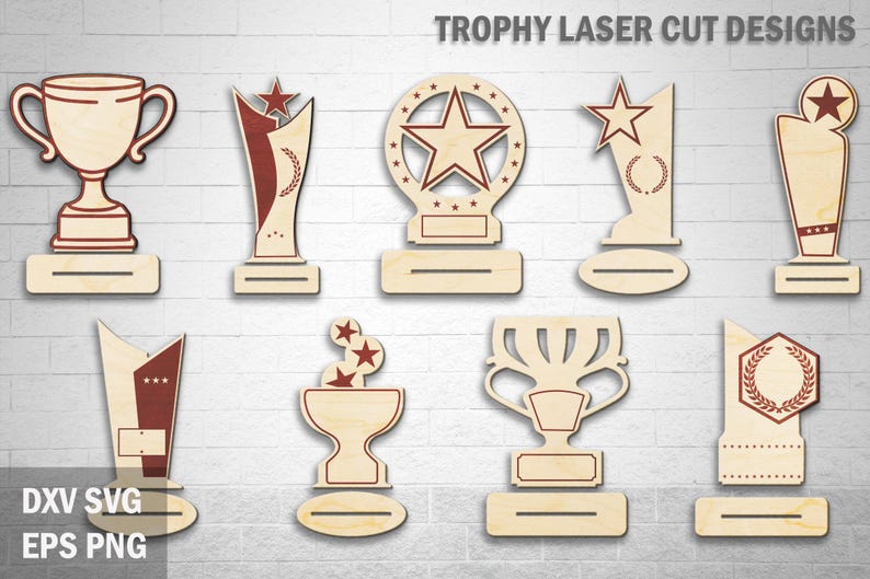 Designs Awards Trophy Laser Cut Bundle, Trophy Laser Cut File, Wooden ...