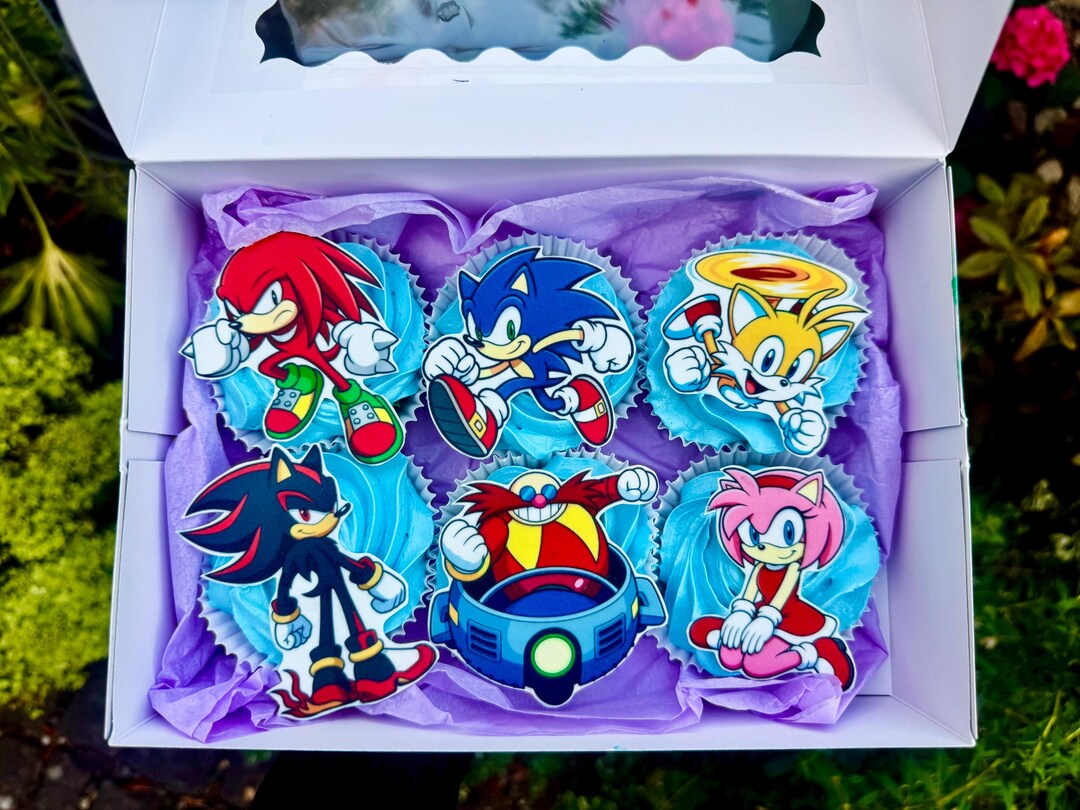 Sonic Inspired Edible Toppers - Cupcake Cake Party Decorations - Sonic ...