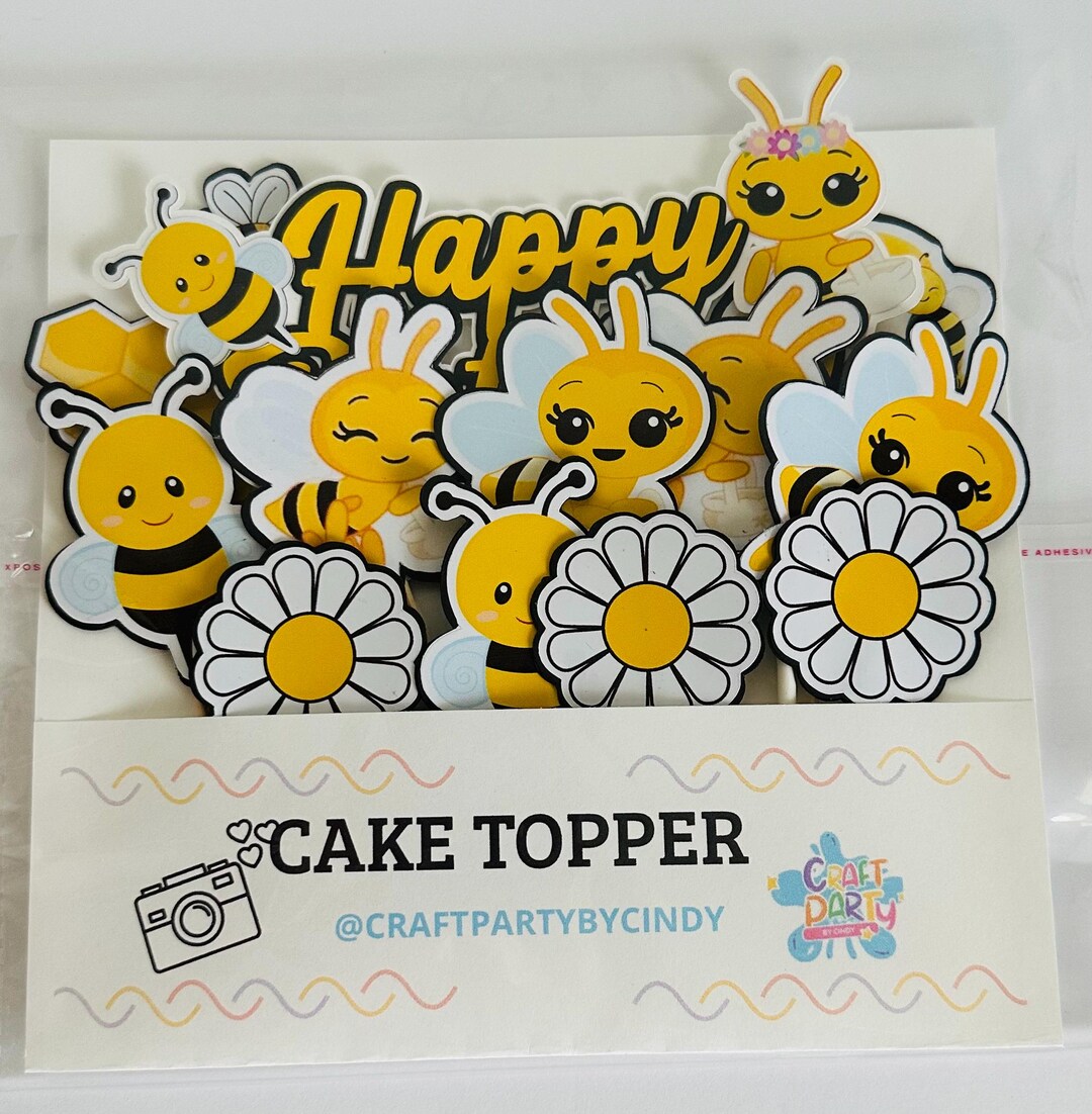Little Bee Cake Topper – Bumblebee Birthday Decoration – Set of 12 ...