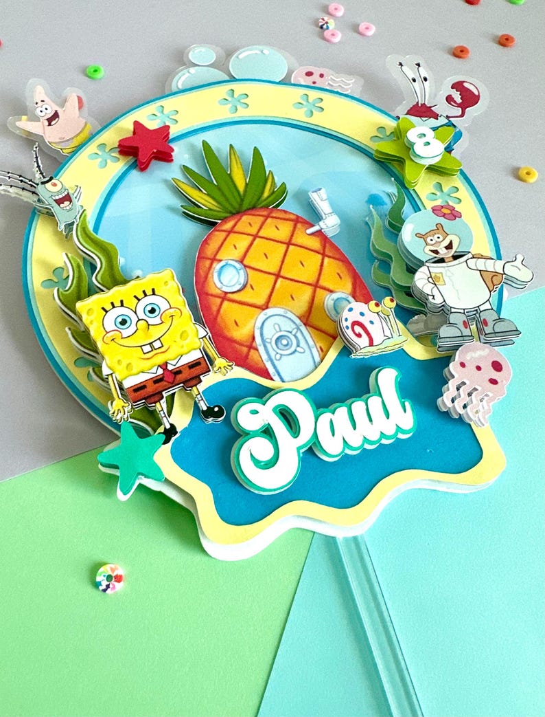 Underwater Cartoon Birthday Cake Topper - Etsy