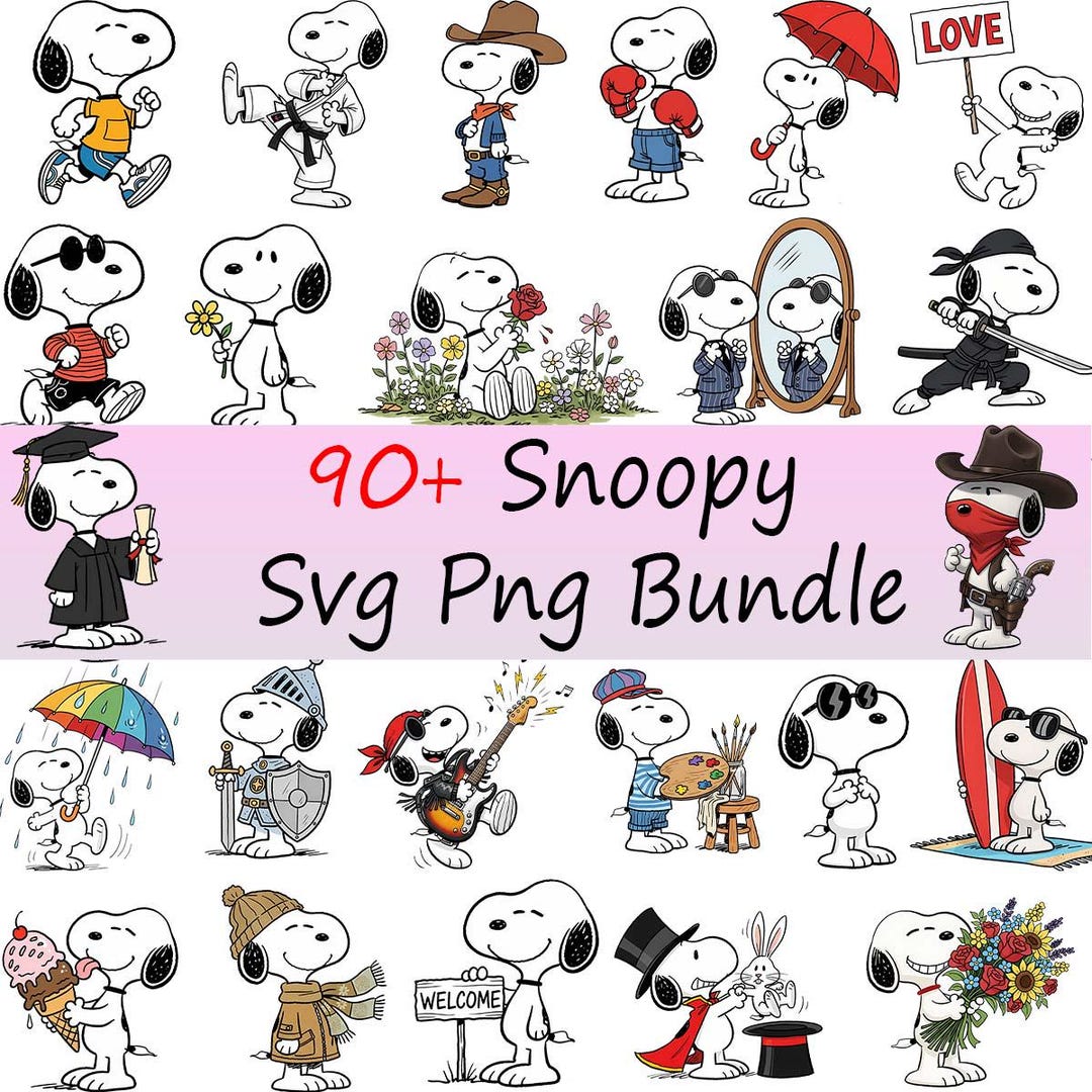 Más de 90 lindos perros SVG, Snoopy, Charlie Brown SVG, Clipart, Cricut ...