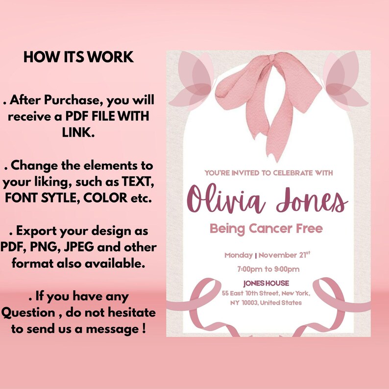 Editable Cancer Survivor Party Invitation Template ( 5x7 ) Digital ...