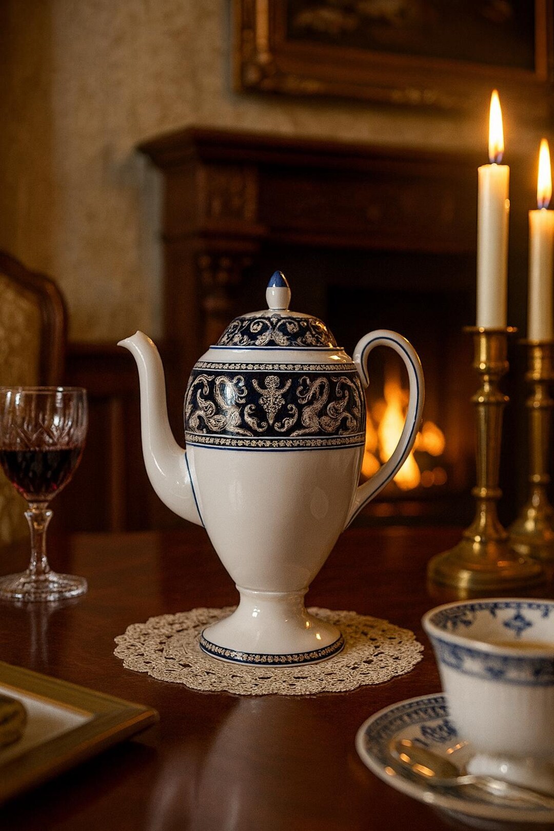Vintage Wedgwood Florentine Teapot – Navy Blue Dragon, English China - Etsy
