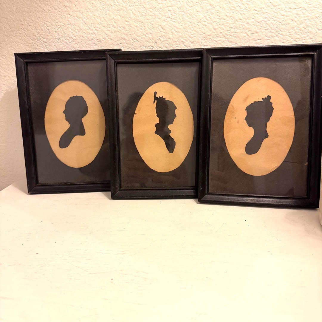 Antique Silhouette Portrait Set: Dalton Family Lineage, Early 20th ...