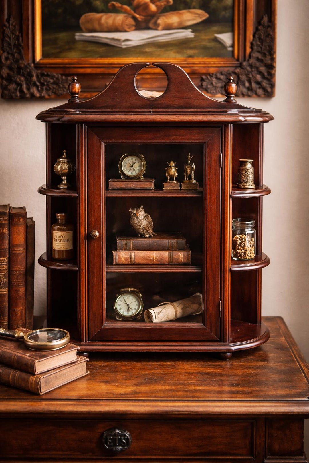 Antique Victorian Curio Cabinet • Wooden Tabletop Display Case - Etsy