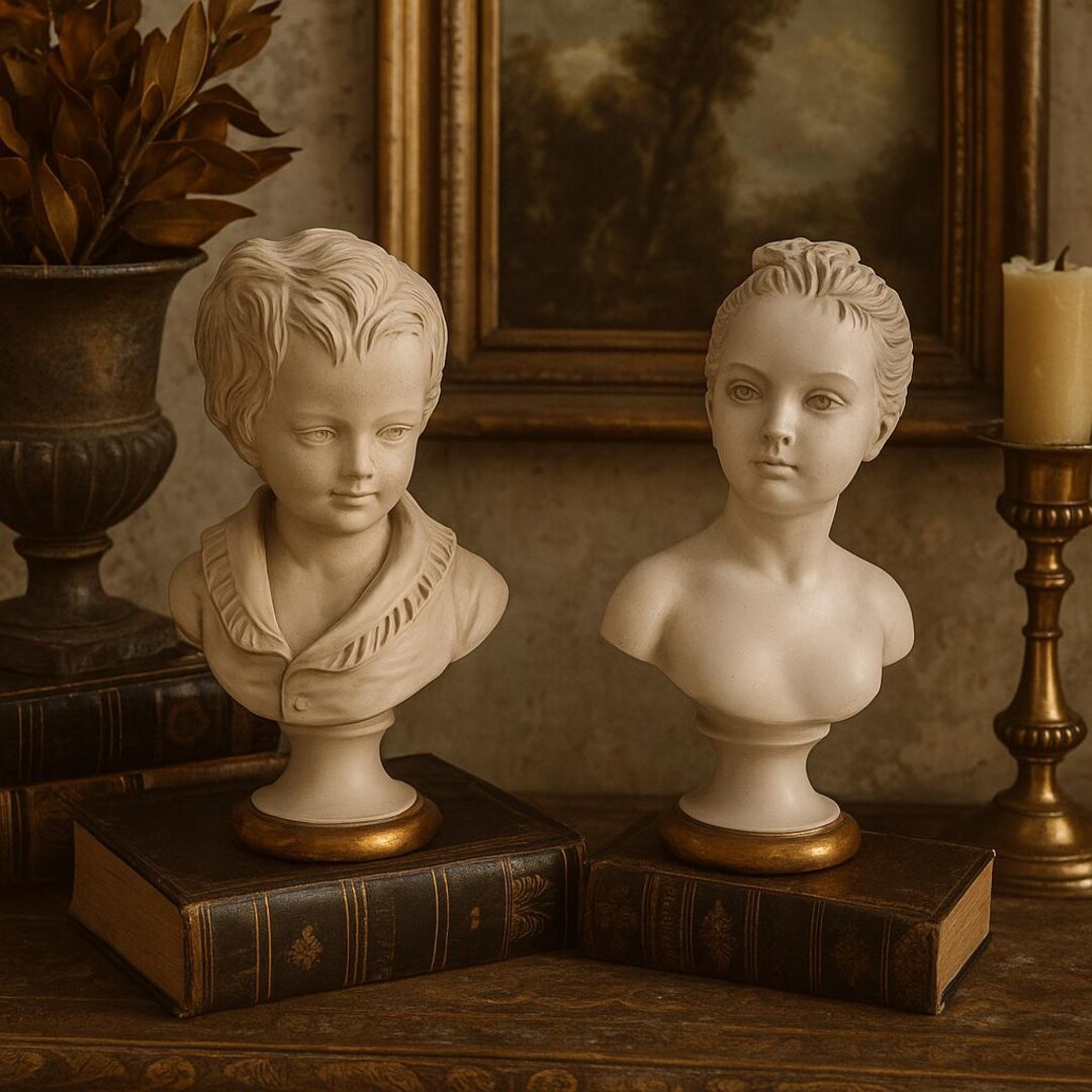 Vintage Borghese Plaster Busts | Mid-century Neoclassical Boy & Girl ...