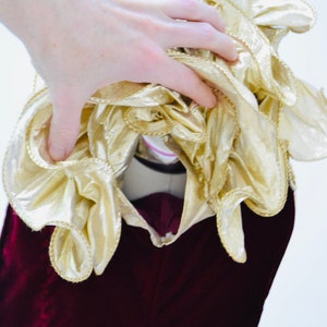 Vintage 80s Prom Dress Red Velvet Gold Metallic Evening Gown Small ...