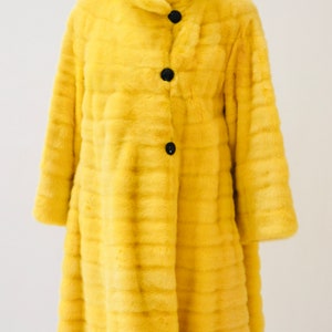 Vintage 90s Glam Yellow Mink Fur Jacket Coat by Sorbara for Neiman ...
