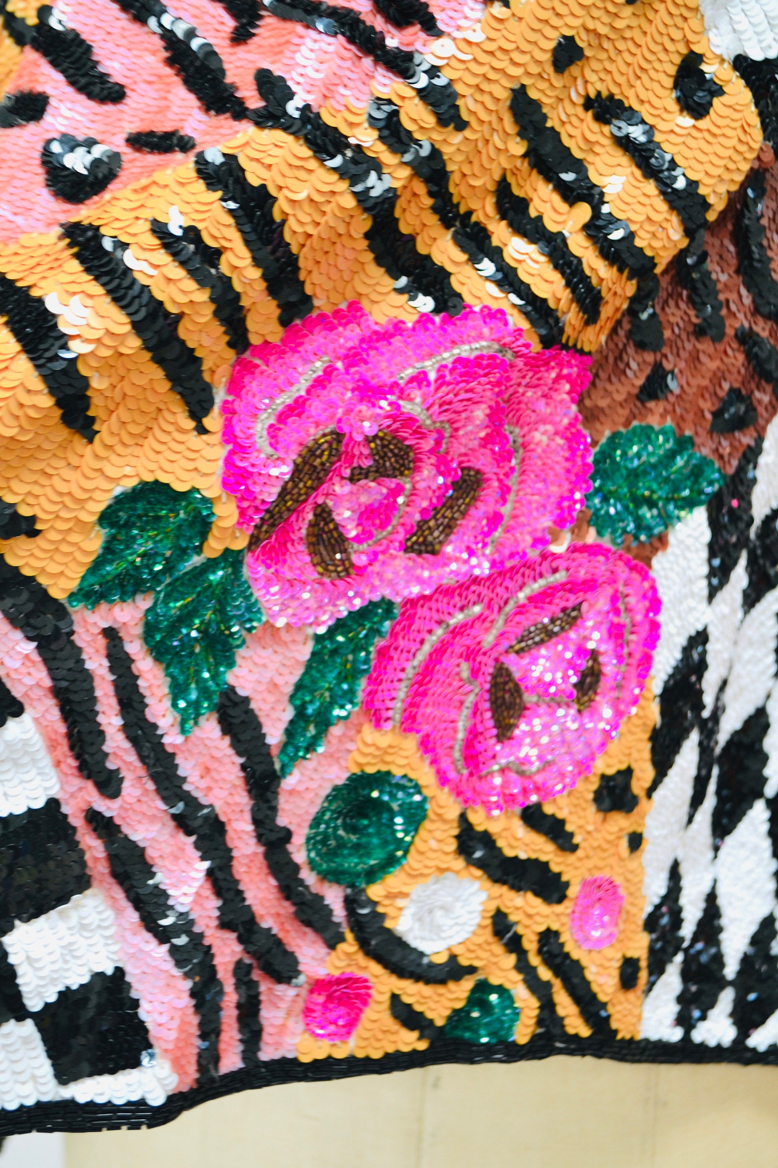 80s 90s Vintage Sequin Jacket Floral Zebra Checkered Sequin Jacket Size ...