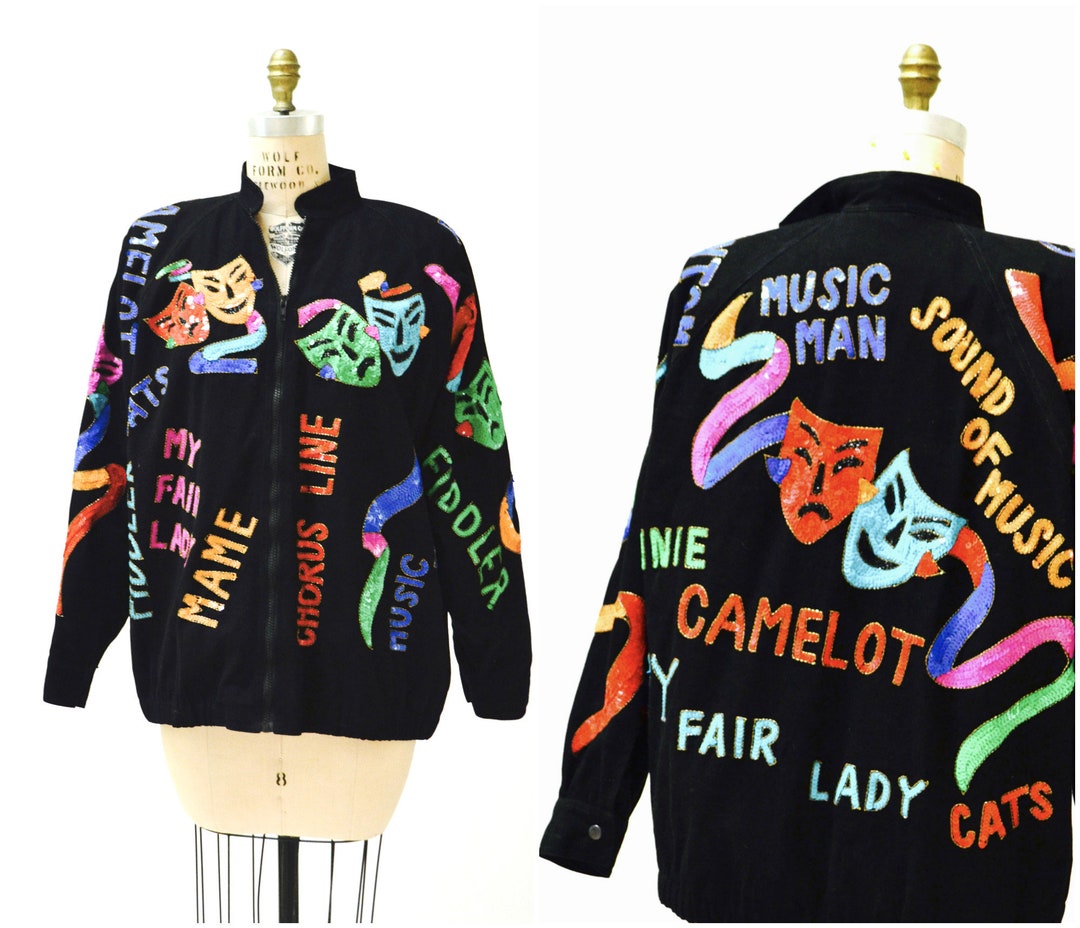 Vintage Sequin Jacket Black New York City Theater Music Musical Jacket ...