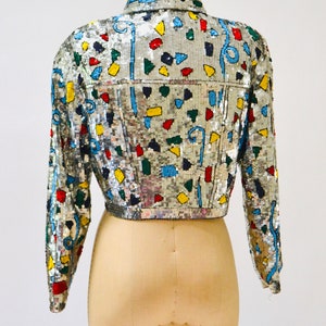 Vintage Sequin Jacket Silver Metallic Rainbow Sequin Jacket - Etsy