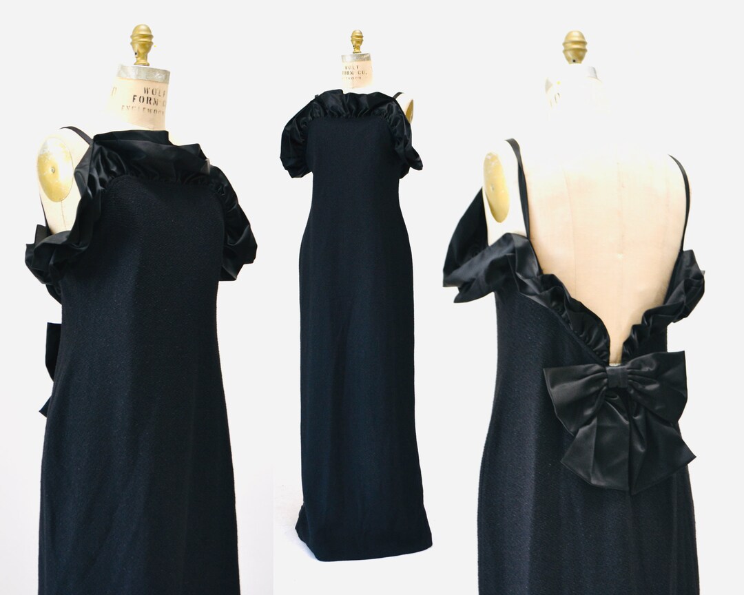 Vintage St. John Long Black Dress Black Metallic Evening Gown Dress ...