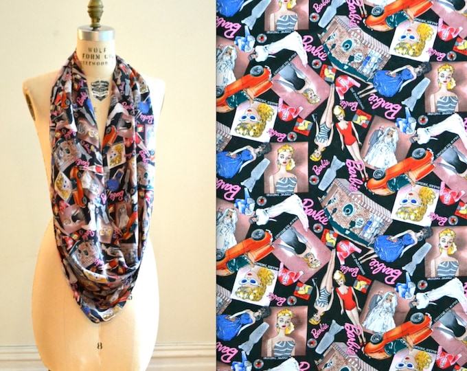 Vintage Nicole Miller Silk BARBIE Scarf// Extra Large Silk Scarf With ...