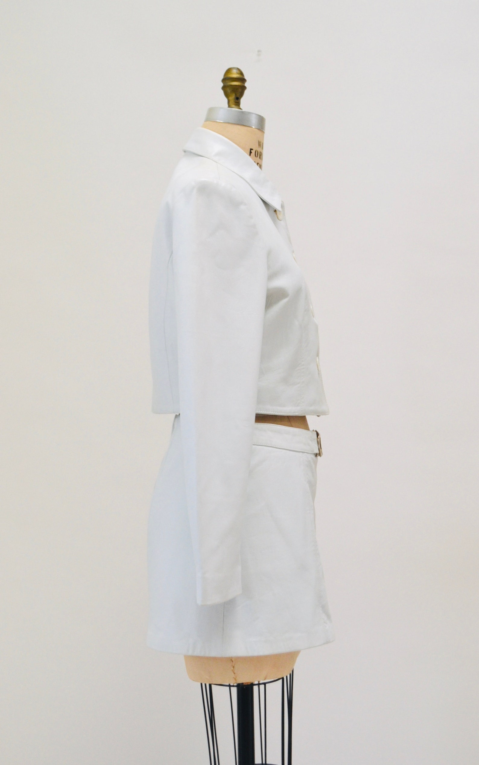 90s 2000s Y2K Vintage White Leather Jacket and Skirt Set - Etsy