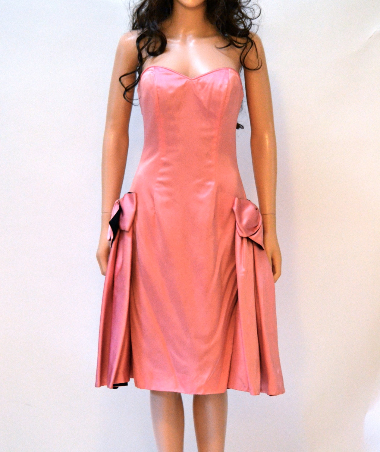 Vintage 80s Prom Dress Pink Size Small// 80s Pink Strapless | Etsy