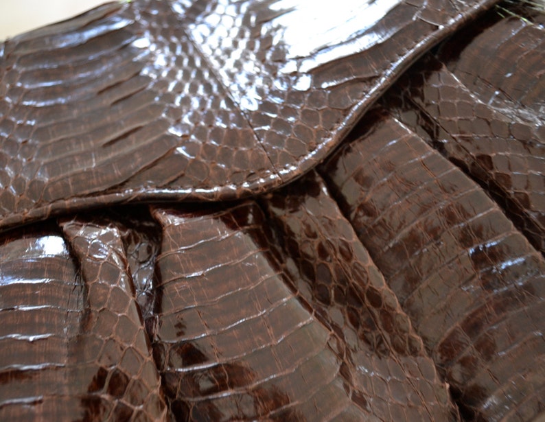 70s 80s Vintage Brown Leather Clutch Snakeskin Python// Brown Patent ...
