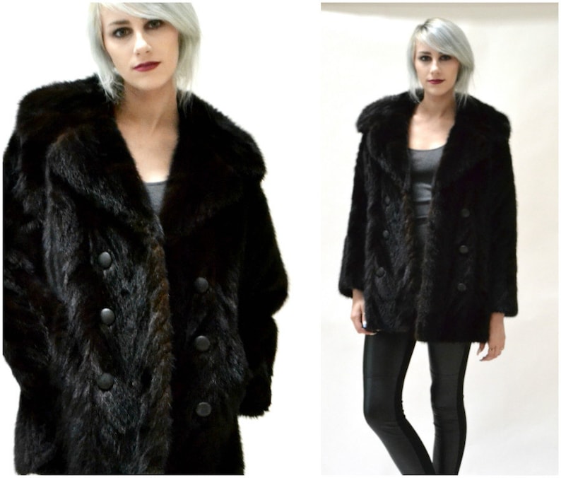Vintage Brown Black Fur Jacket Coat Mink Medium// 70s Vintage - Etsy