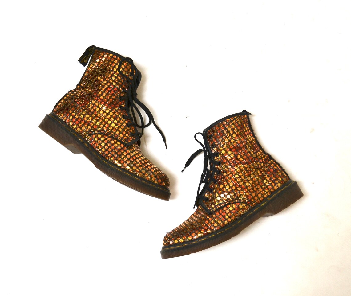 Amazing 90s Metallic Gold Bronze Black Dr Martens Boots Size 10 11 ...