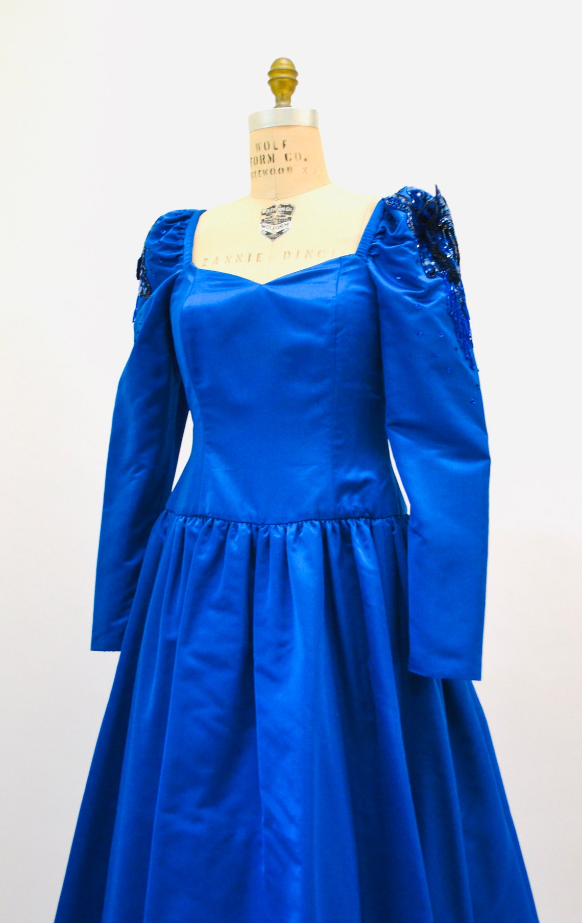 80s 90s Ball Gown Dress Blue Teal 80s Prom Party Dress Small Medium ...