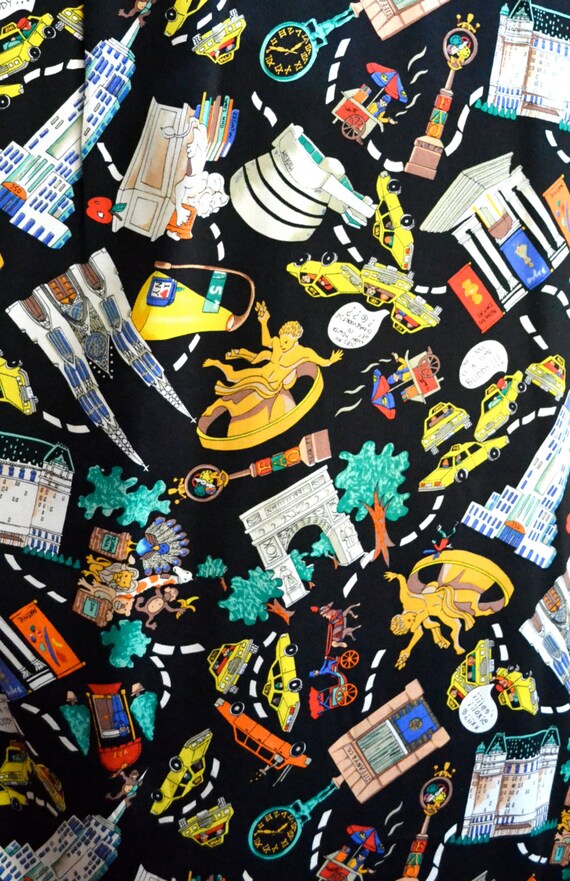 90s New York Print Silk shirt Vintage Nicole Miller S… - Gem