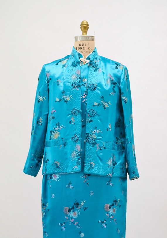 Vintage Blue Chinese Dress and Jacket Chi-Pao Qipao C… - Gem