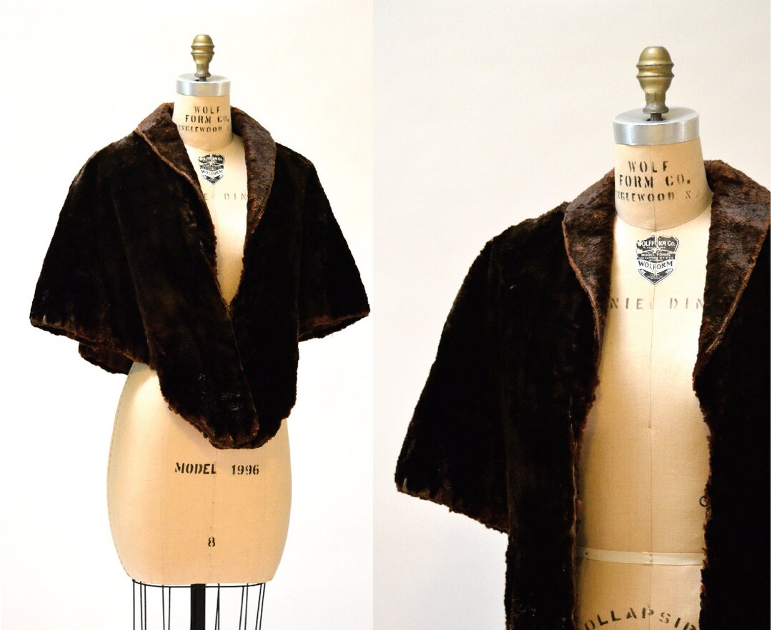 Vintage Fur Stole Cape Wrap Shawl Beaver Fur Stole Brown Vintage Fur ...
