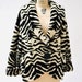 80s 90s GLAM Vintage Faux Fur Jacket Zebra Stripes Jacket Coat Size ...