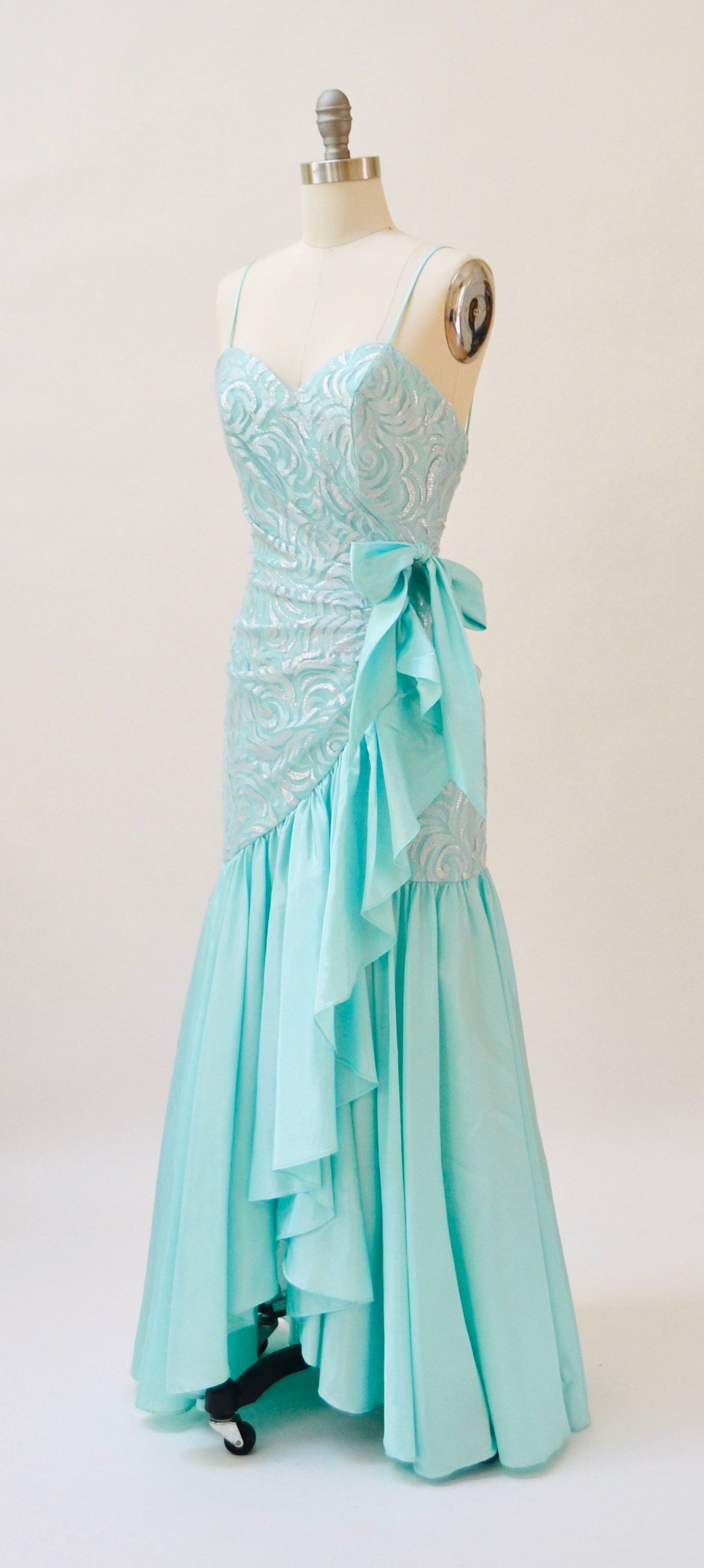 80s Vintage Prom Dress Gown XXS XS Small Ruffle Lace Dress - Etsy