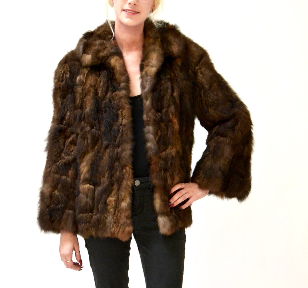 Stunning Vintage Fur Jacket Coat Brown Fur// 70s 80s Vintage Brown Fur ...