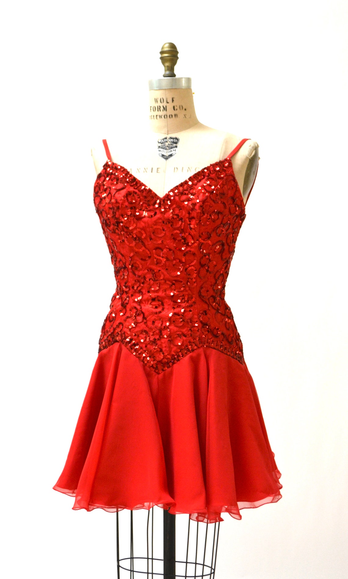 Vintage 80s Prom Dress Red Sequin Dress Size XS Small // Red - Etsy