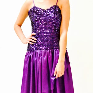 80s Prom Dress Purple Sequins Size XXS Xsmall// Vintage 80s Pageant ...